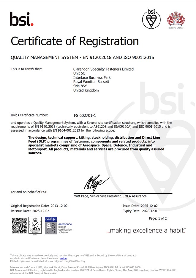 9100 and 9120 Quality Management Approved